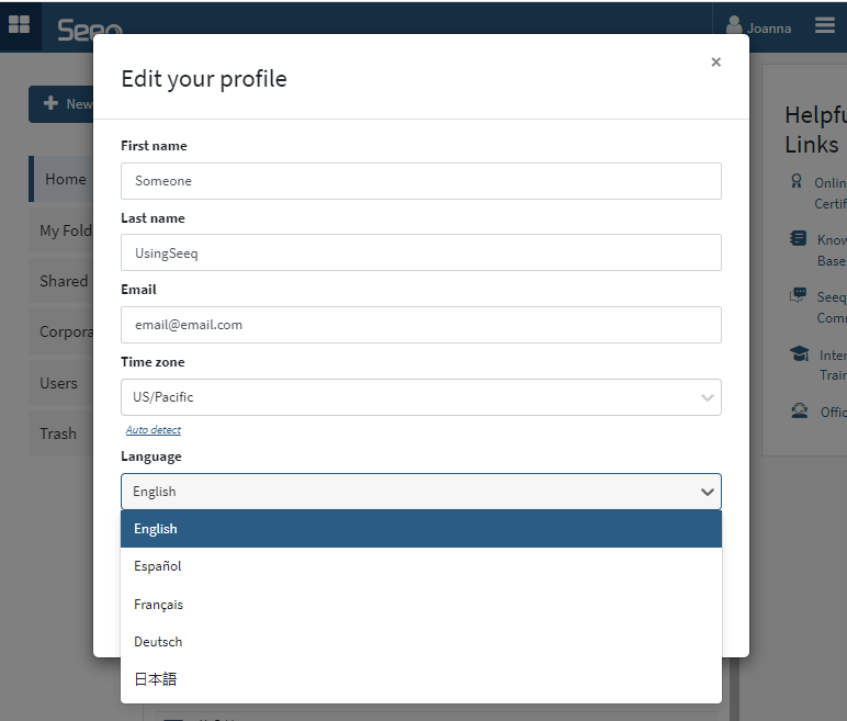 Language/Date Format