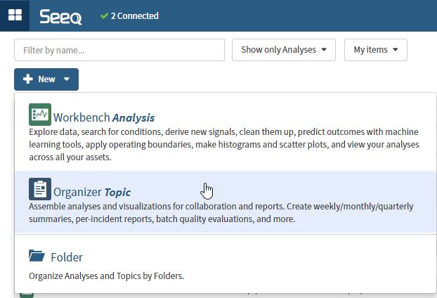 Creating a New Organizer Topic