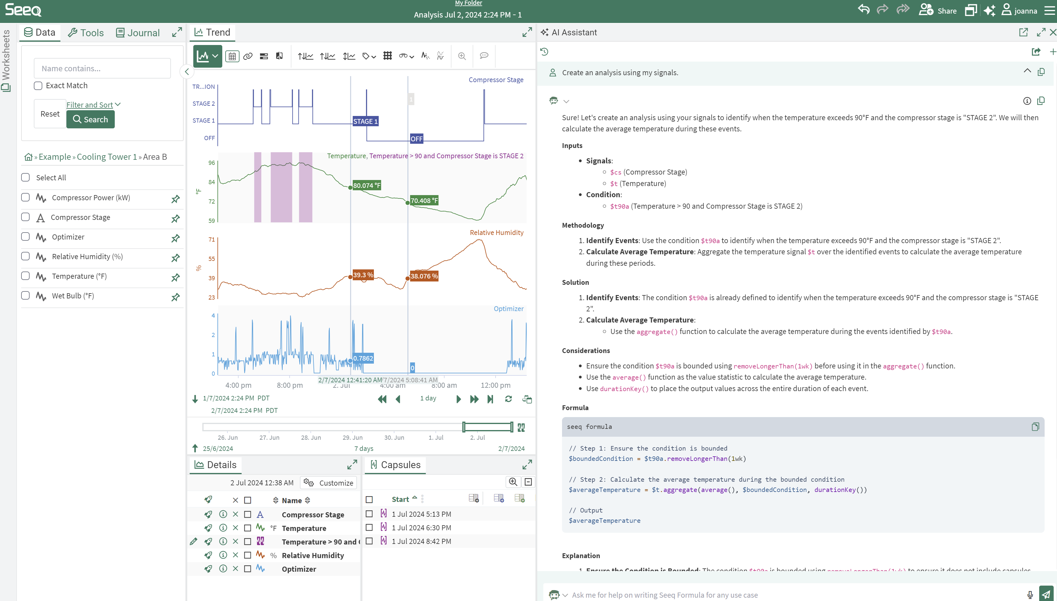 AI Assistant in Seeq Formula