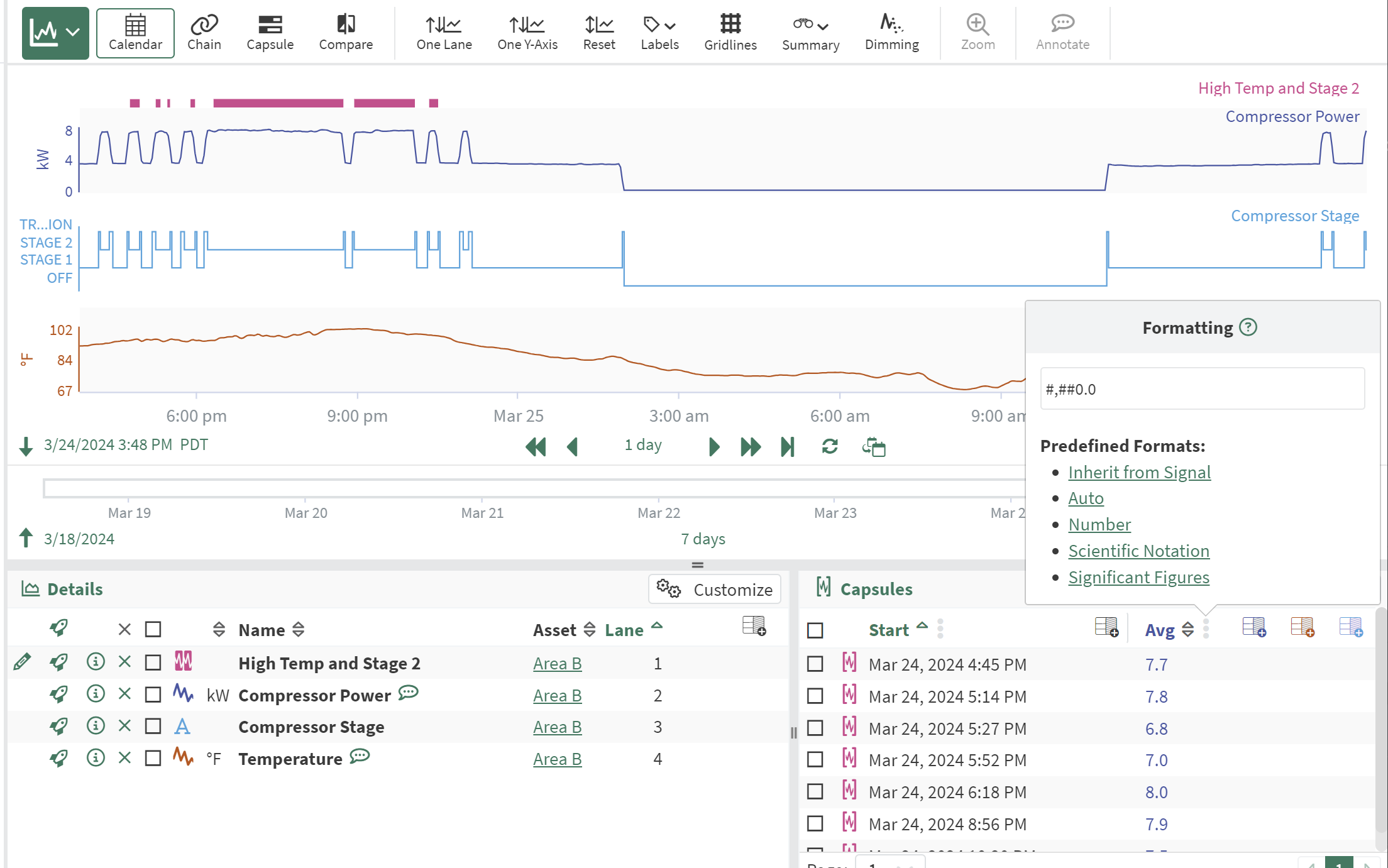 Displaying Signal or Capsule Properties and Statistics