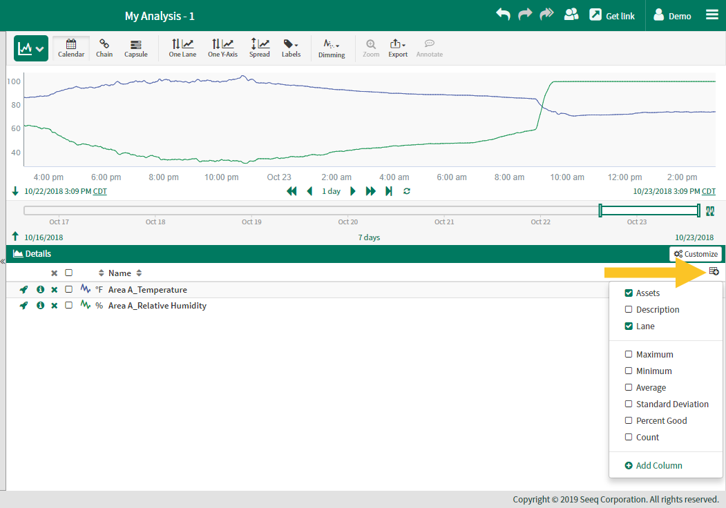 Displaying Signal or Capsule Properties and Statistics