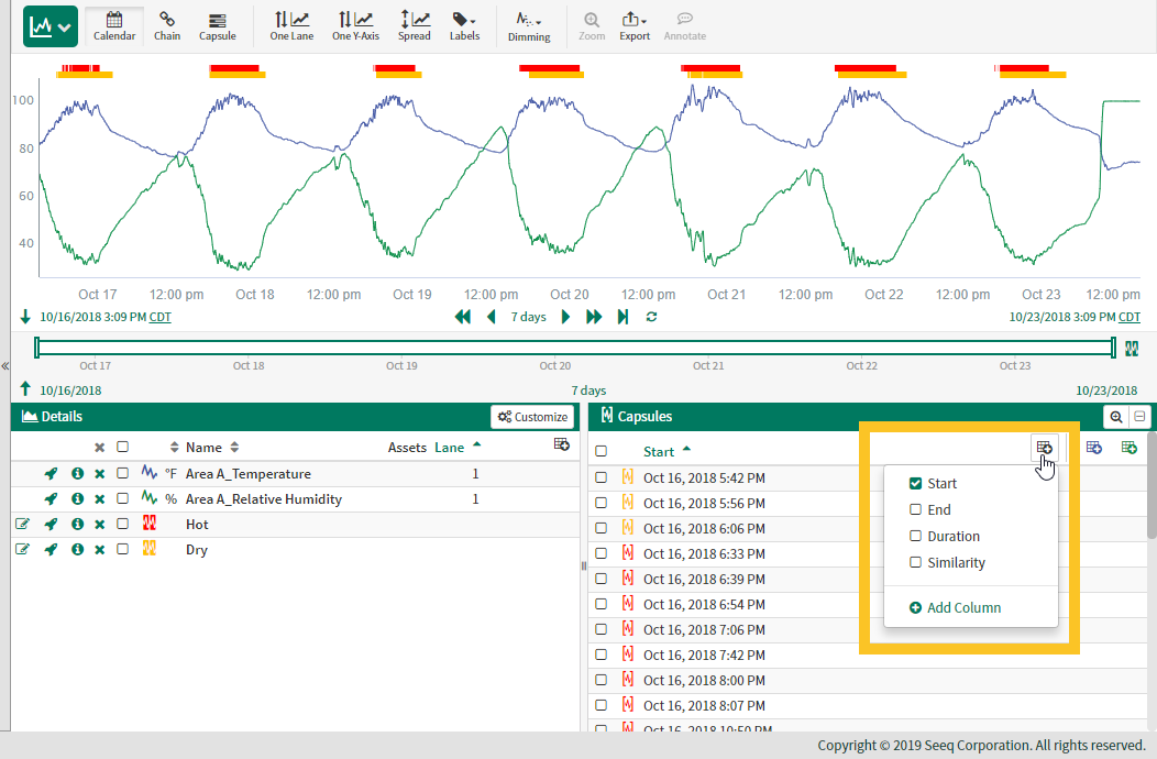 Displaying Signal or Capsule Properties and Statistics
