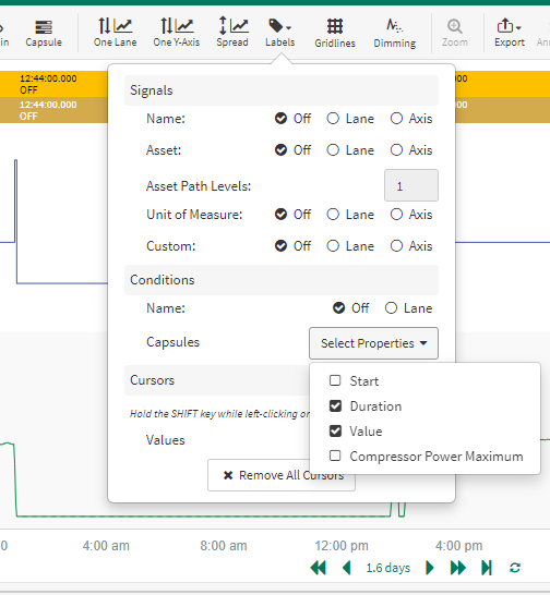Displaying Signal or Capsule Properties and Statistics