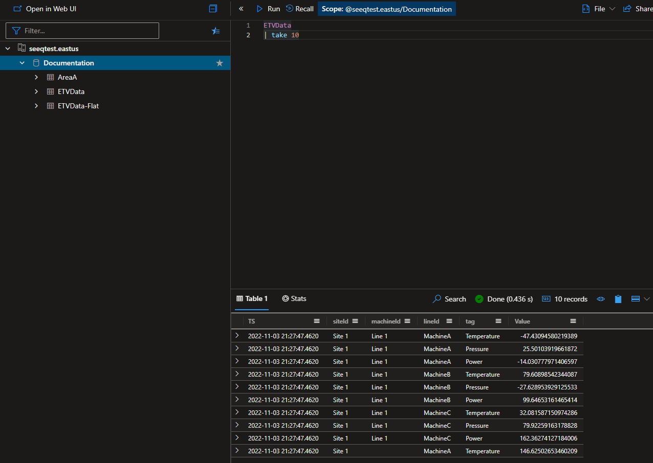 Example: Accessing Asset Tree Data from an Entity-Timestamp-Value Model