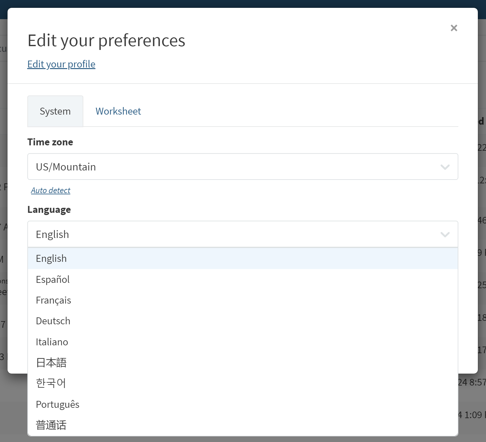 Language/Date Format